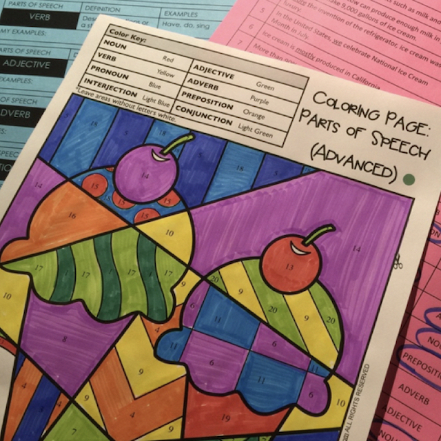 Parts of Speech Coloring Pages | Art With Jenny K. - Worksheets Library