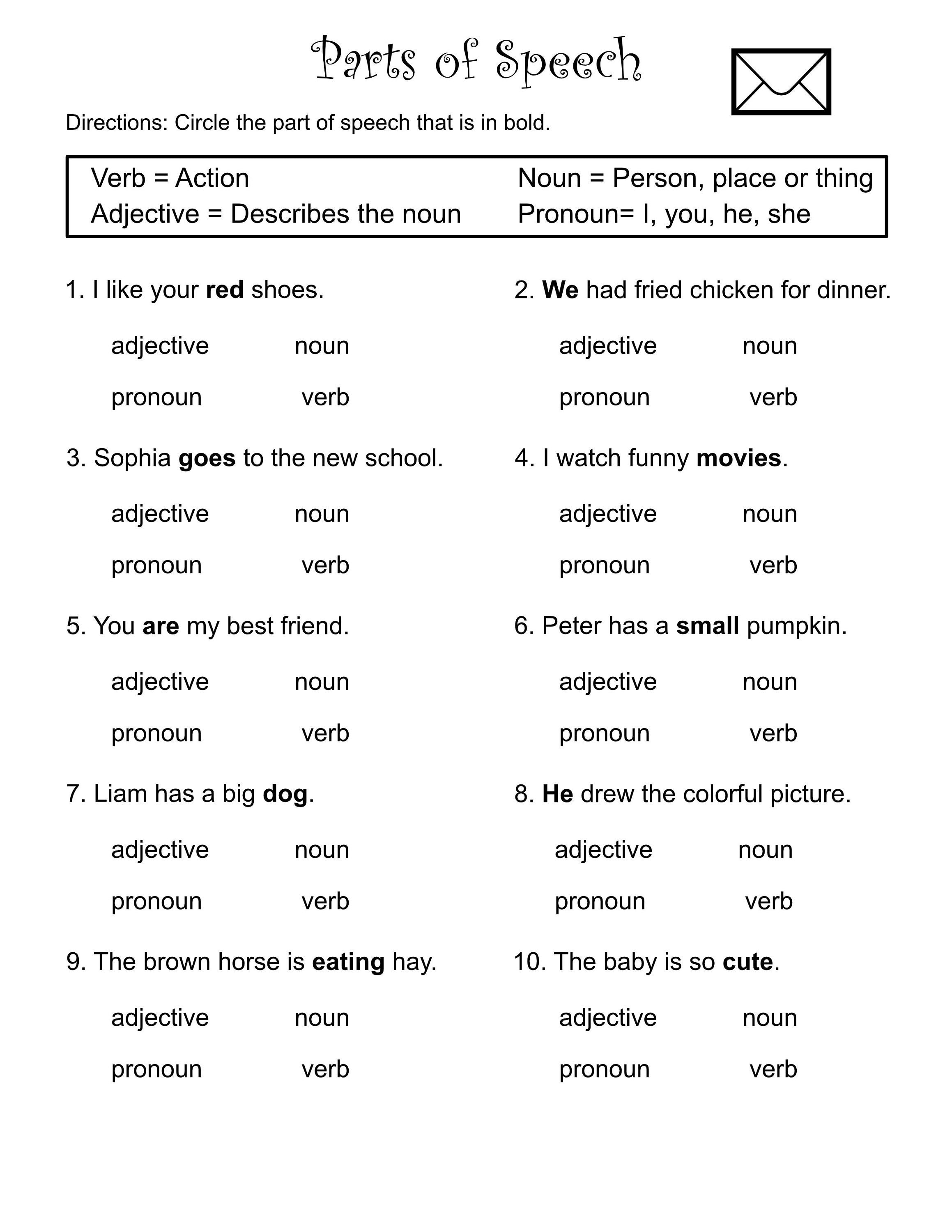 1st Through 3rd Grade-parts of Speech-worksheets-verbs-nouns ...