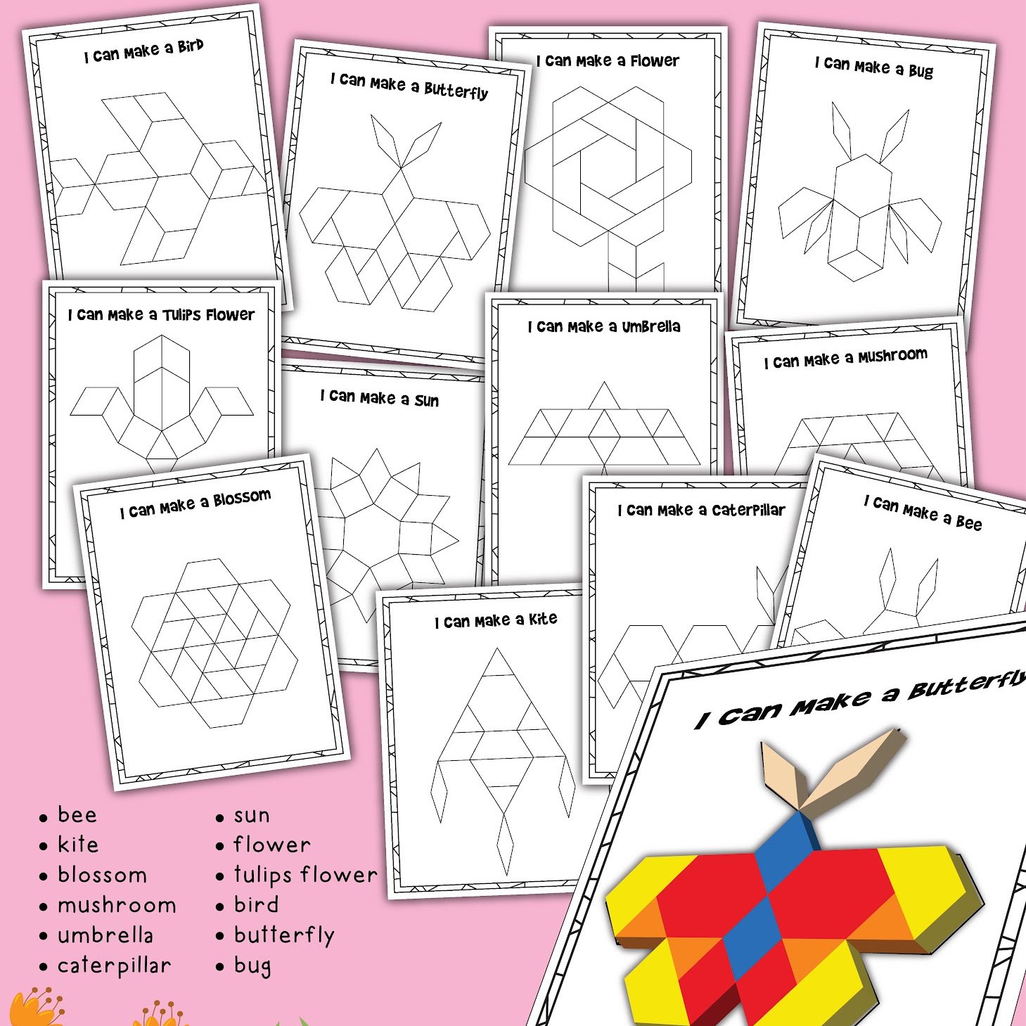 Spring Pattern Block Printables - Teaching Mama - Worksheets Library
