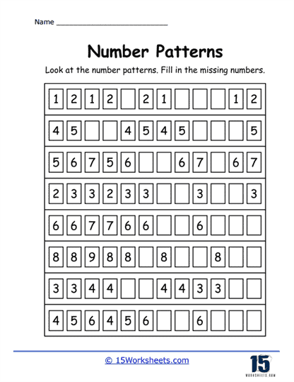 Number Patterns Worksheets - Worksheets Library