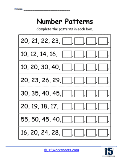 Number Patterns Worksheets - 15 Worksheets.com - Worksheets Library