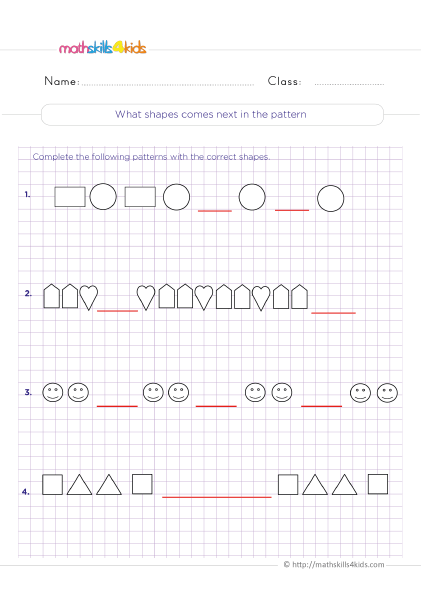 Patterns Worksheets For Grade 3 Shapes And Sequences Practice