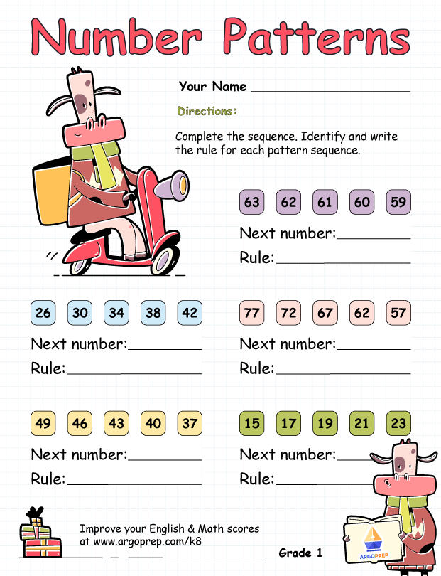 Mooo! Number Patterns - ArgoPrep - Worksheets Library