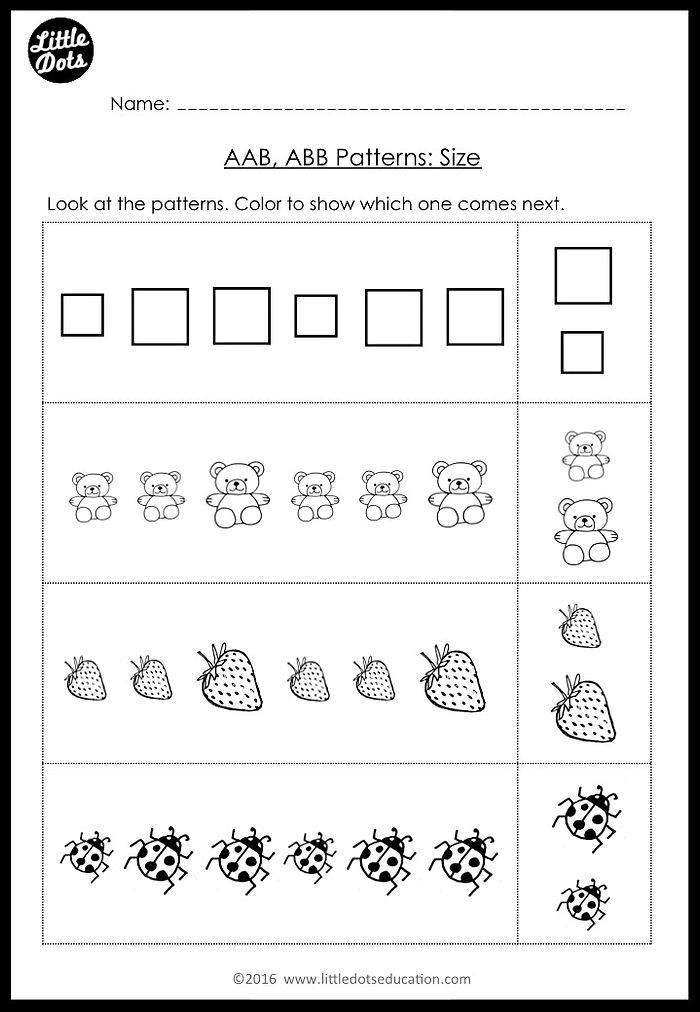 AAB and ABB Patterns Worksheets and Activities for Kindergarten ...