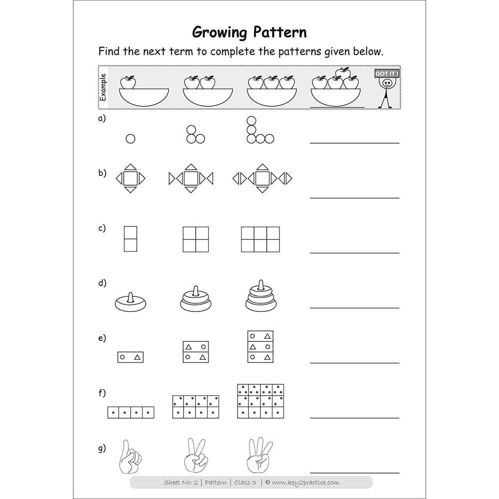 Class 3 | Maths | Patterns | Activity Based Worksheets - Key2practice - Worksheets Library