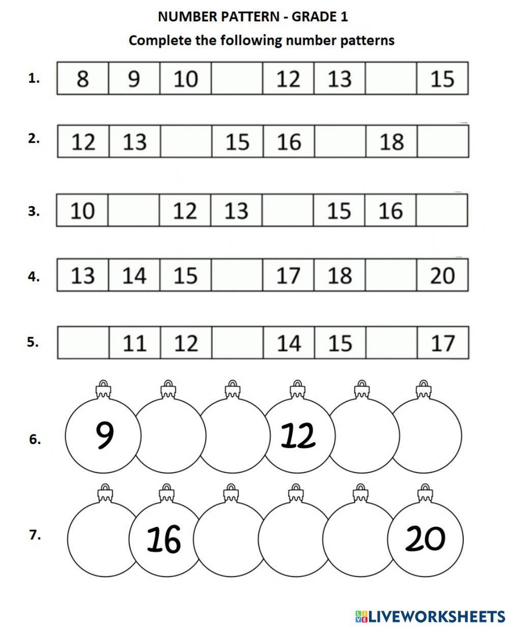 Free pattern worksheet with numbers, Download Free pattern worksheet with numbers png images ...