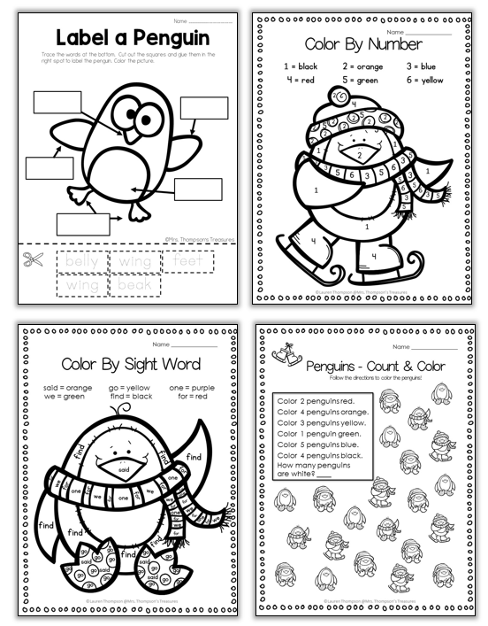 Penguin Printables - Mrs. Thompsons Treasures - Worksheets Library