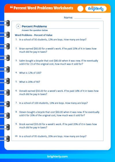 Free Printable Percent Word Problems Worksheets [PDFs] - Worksheets Library
