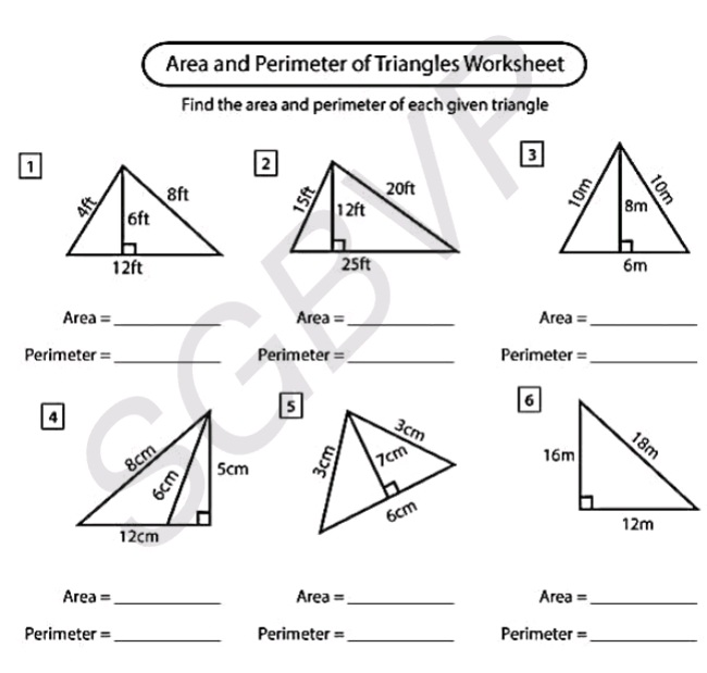 Area and Perimeter of Triangles Worksheet | StudyX - Worksheets Library