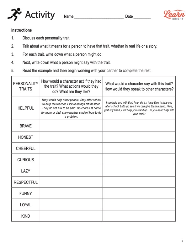 Personality Traits - Worksheets Library