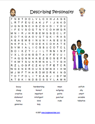 Personality Vocabulary Worksheets - Worksheets Library