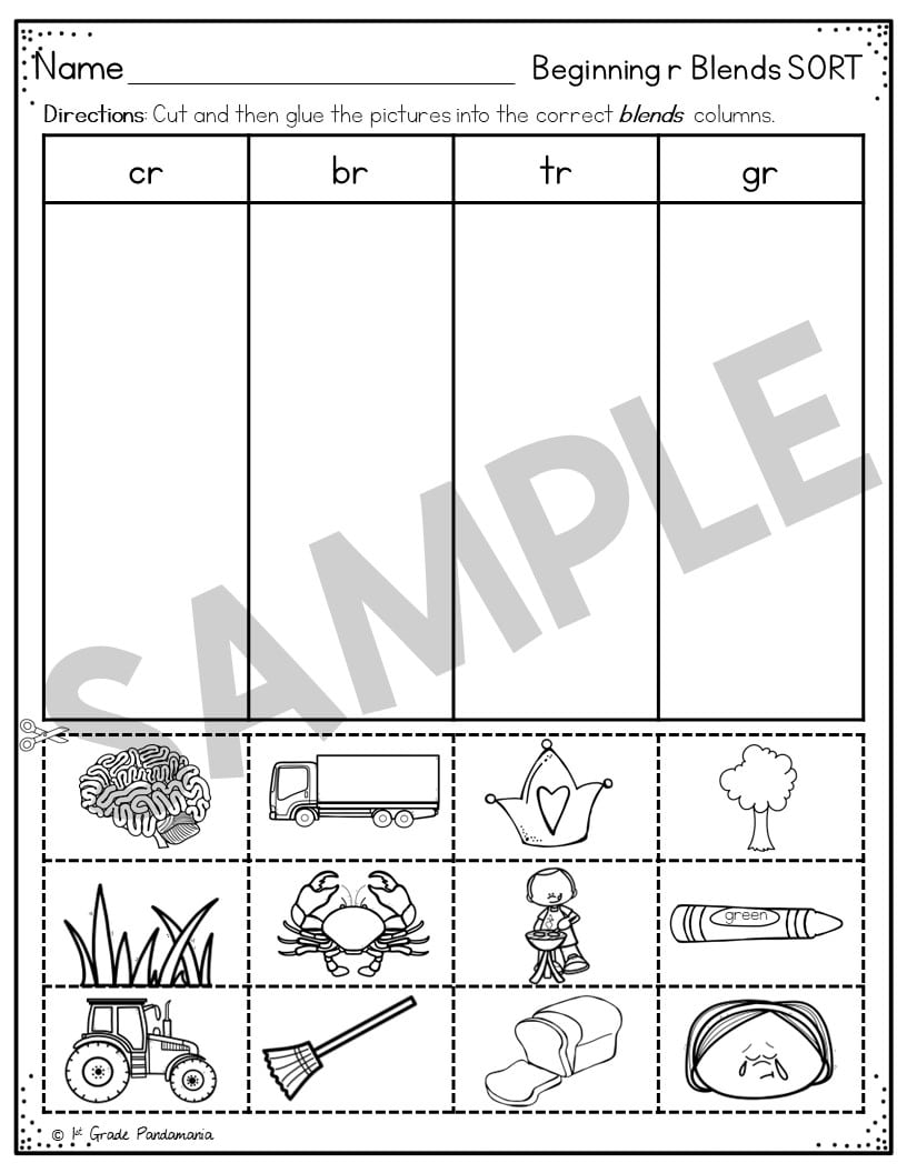 Beginning Consonant Blend Worksheets | Ending Blend Worksheets for ...