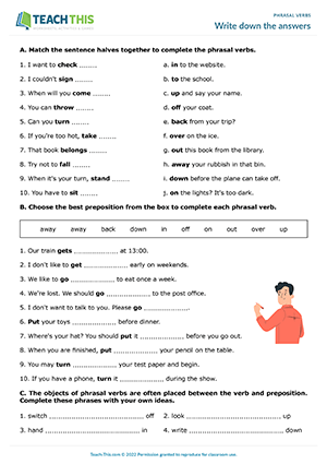 Phrasal Verbs ESL Games Activities Worksheets - Worksheets Library