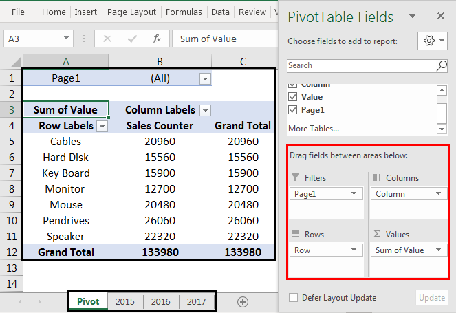 Pivot Table With Multiple Sheets In Excel Combining Multiple