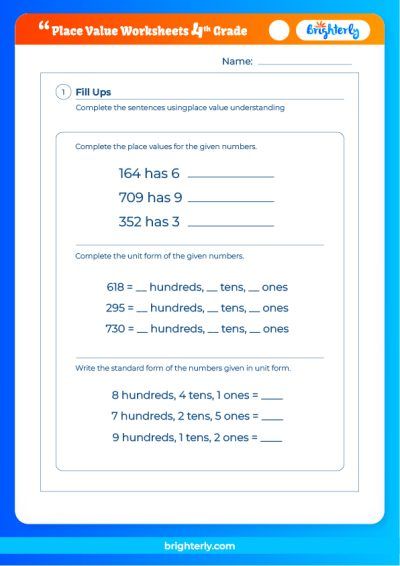 Free Printable Place Value Worksheets for the 4th Grade Kids at ...