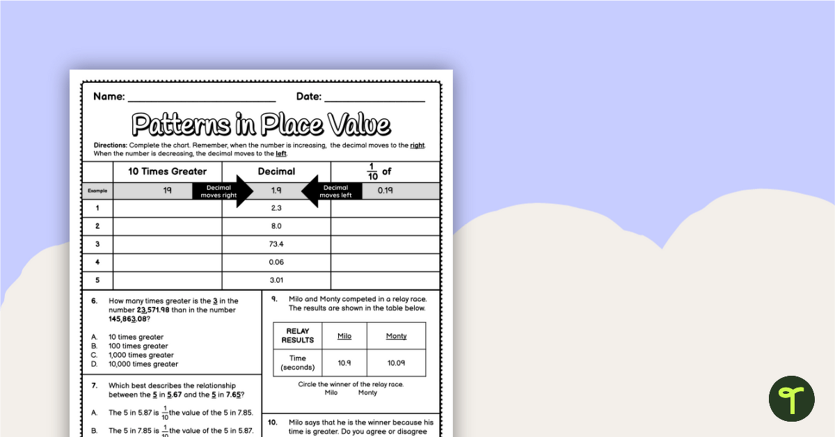 5TH GRADE MATH - MULTIPLY AND DIVIDE BY 10, 100 and 1000 ... - Worksheets Library