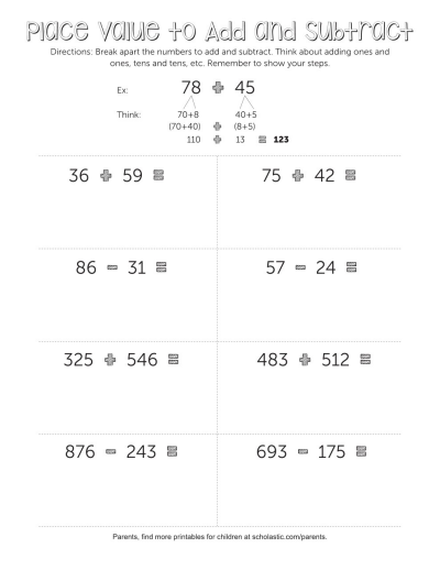 Subtraction Using Place Value Cards - Math Worksheets - SplashLearn ...