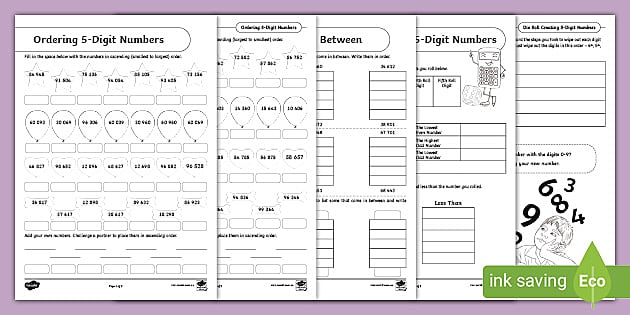 Application Place Value Comparing Ordering Numbers Worksheet
