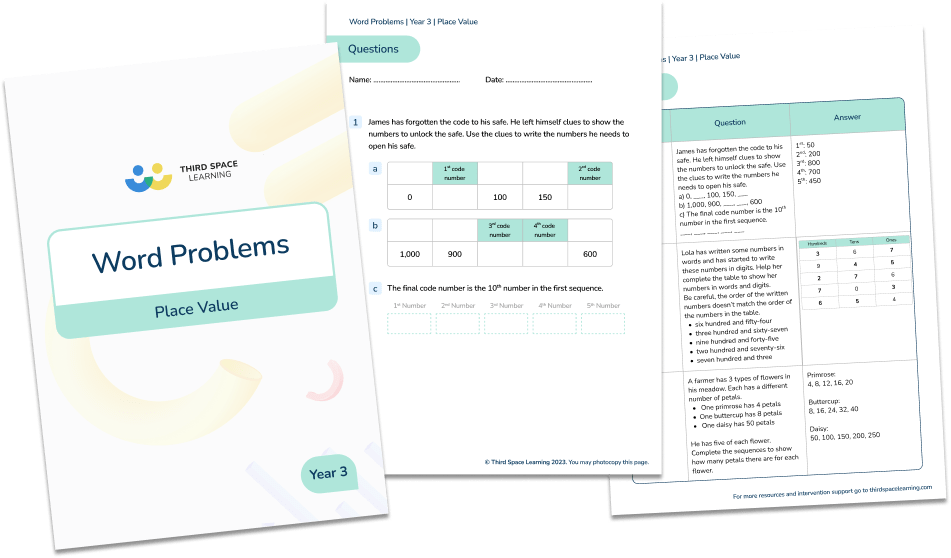 Word Problems Year 3 Place Value | Maths Hub | Third Space Learning ...