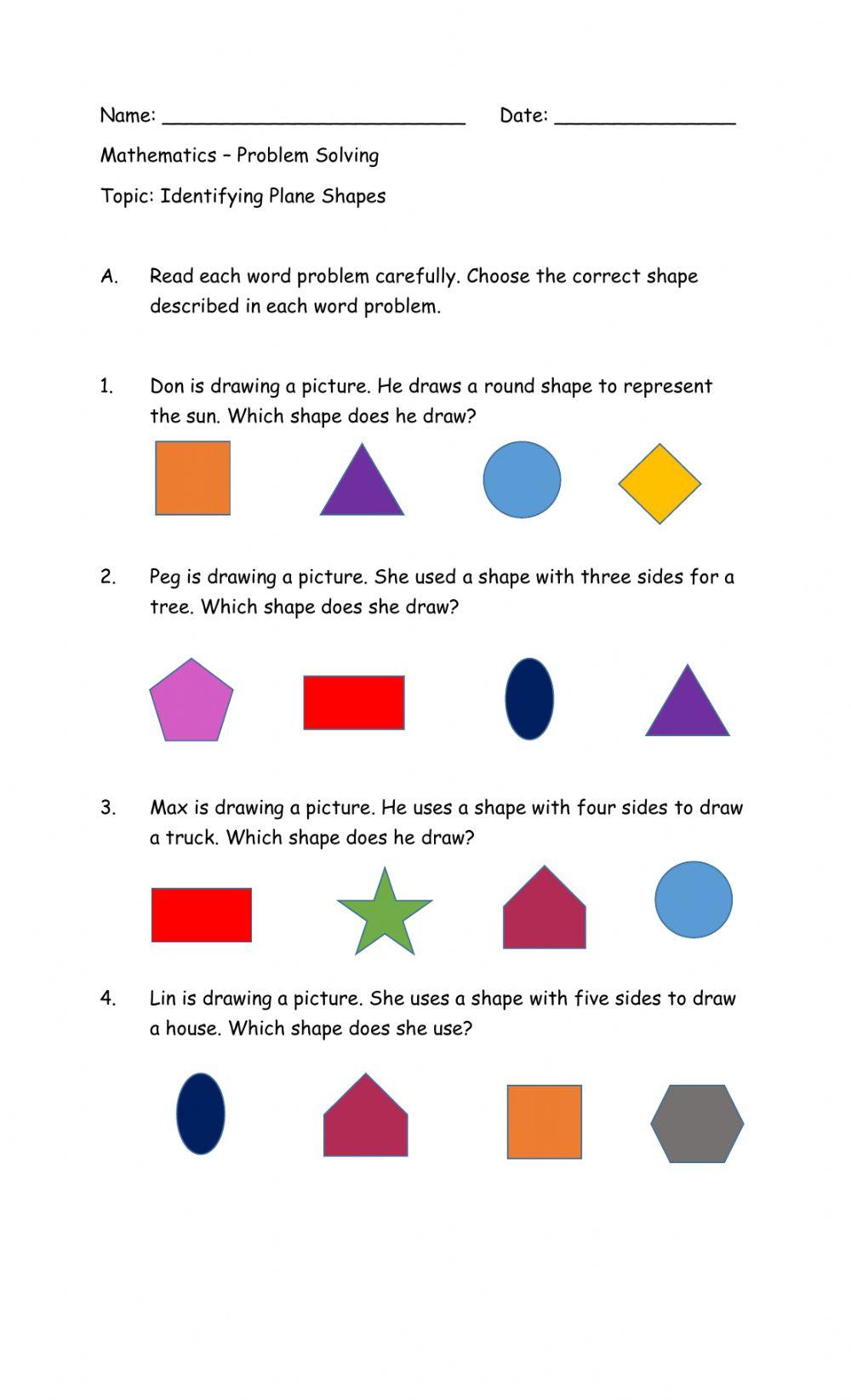 Identifying Plane Shapes worksheet | Live Worksheets - Worksheets Library