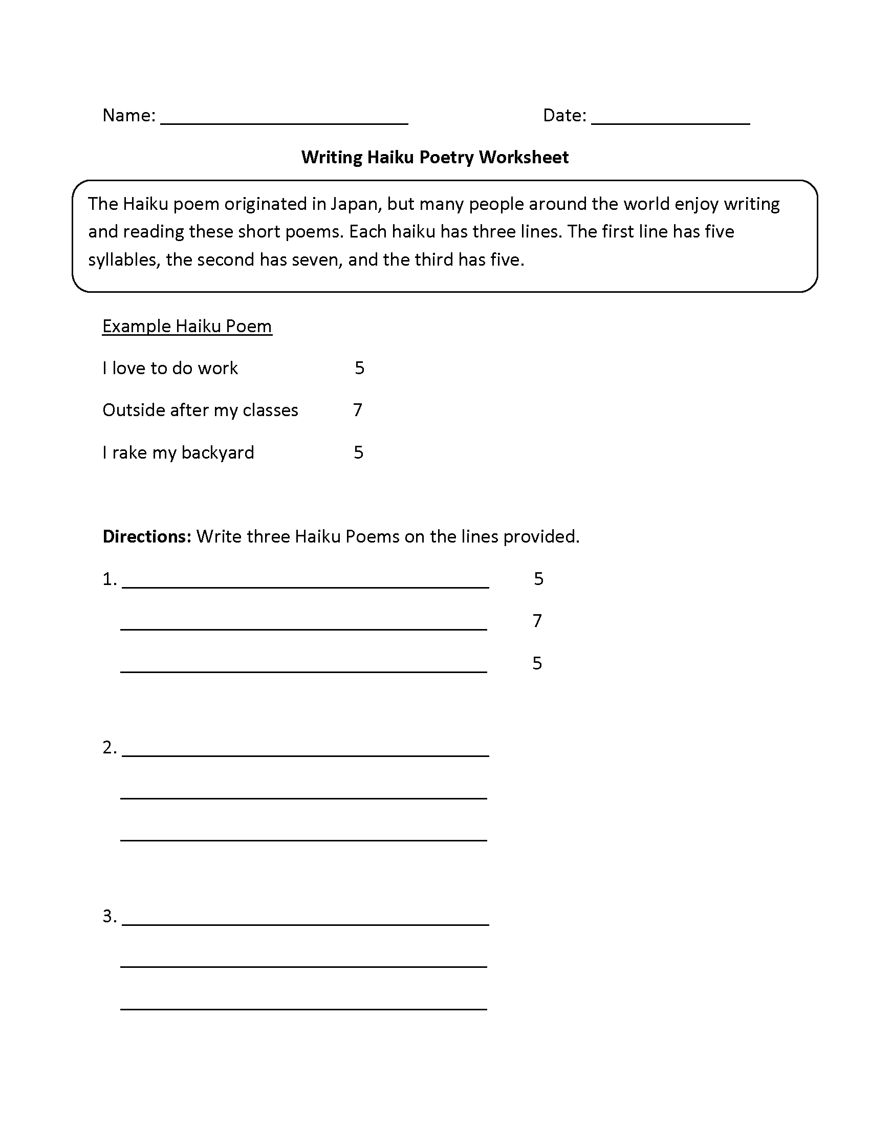 Writing Worksheets | Poetry Writing Worksheets - Worksheets Library