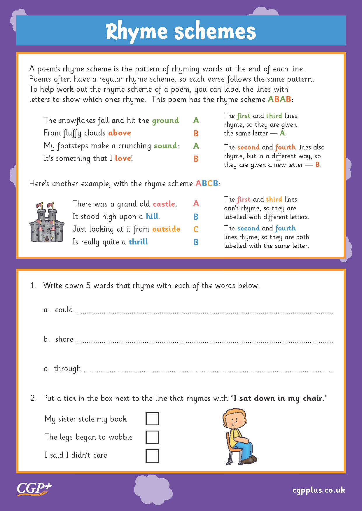 Rhyming Scheme Worksheet Rhyming Scheme Worksheet