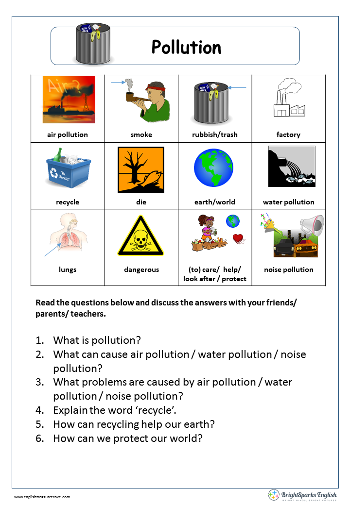 Pollution Worksheets