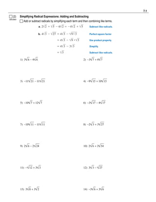 Simplifying Radicals exercises to practice | PDF - Worksheets Library