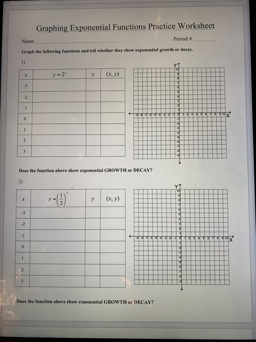 Solved Graphing Exponential Functions Name Period Ex 1