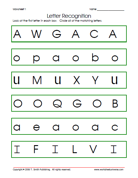 Free Letter Recognition Worksheets - Worksheets Library