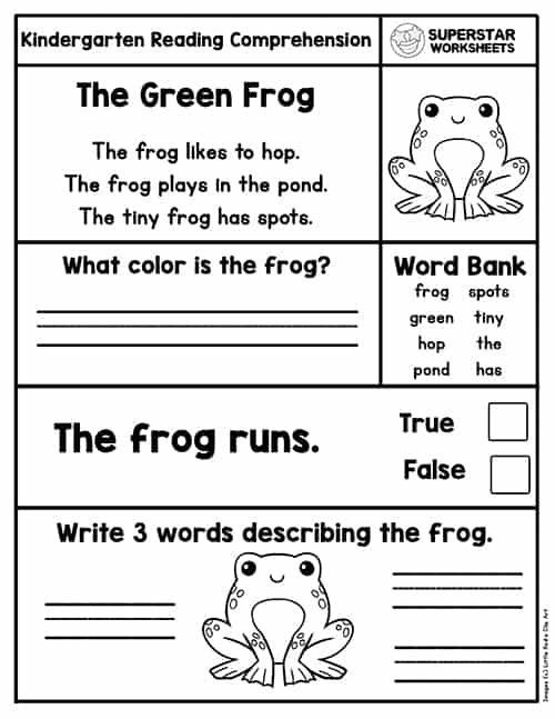 Kindergarten Reading Comprehension Worksheets - Superstar Worksheets - Worksheets Library