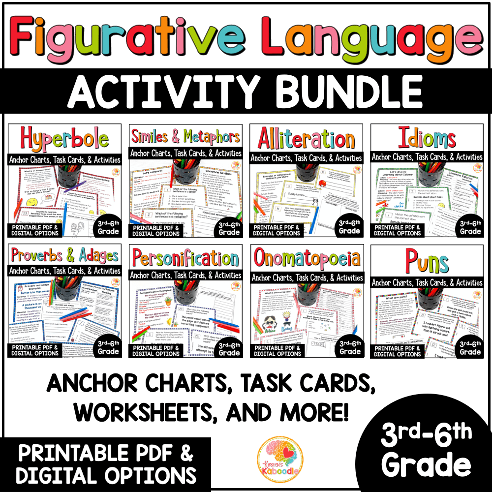 Figurative Language Activities: Worksheets & Task Cards BUNDLE ...