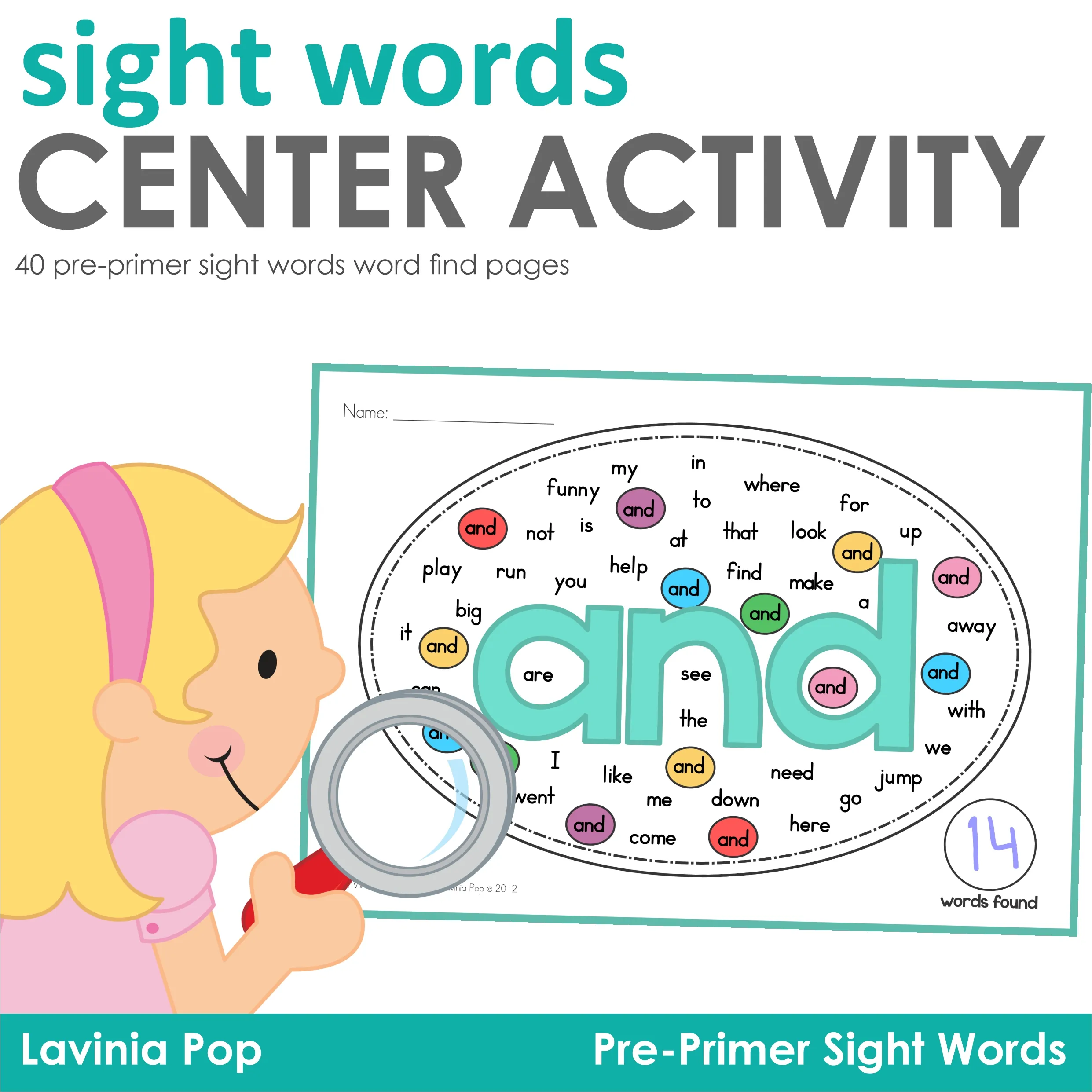 Sight Words Center: Pre-Primer Word Find - Worksheets Library