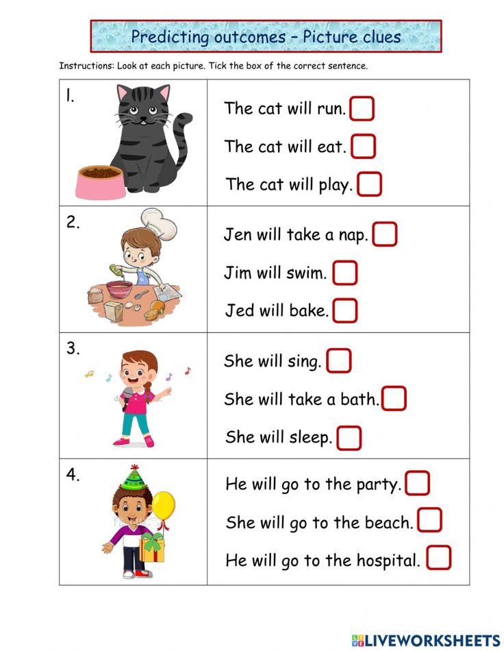 Predicting Outcomes Picture Clues Worksheet Kindergarten Worksheets Library