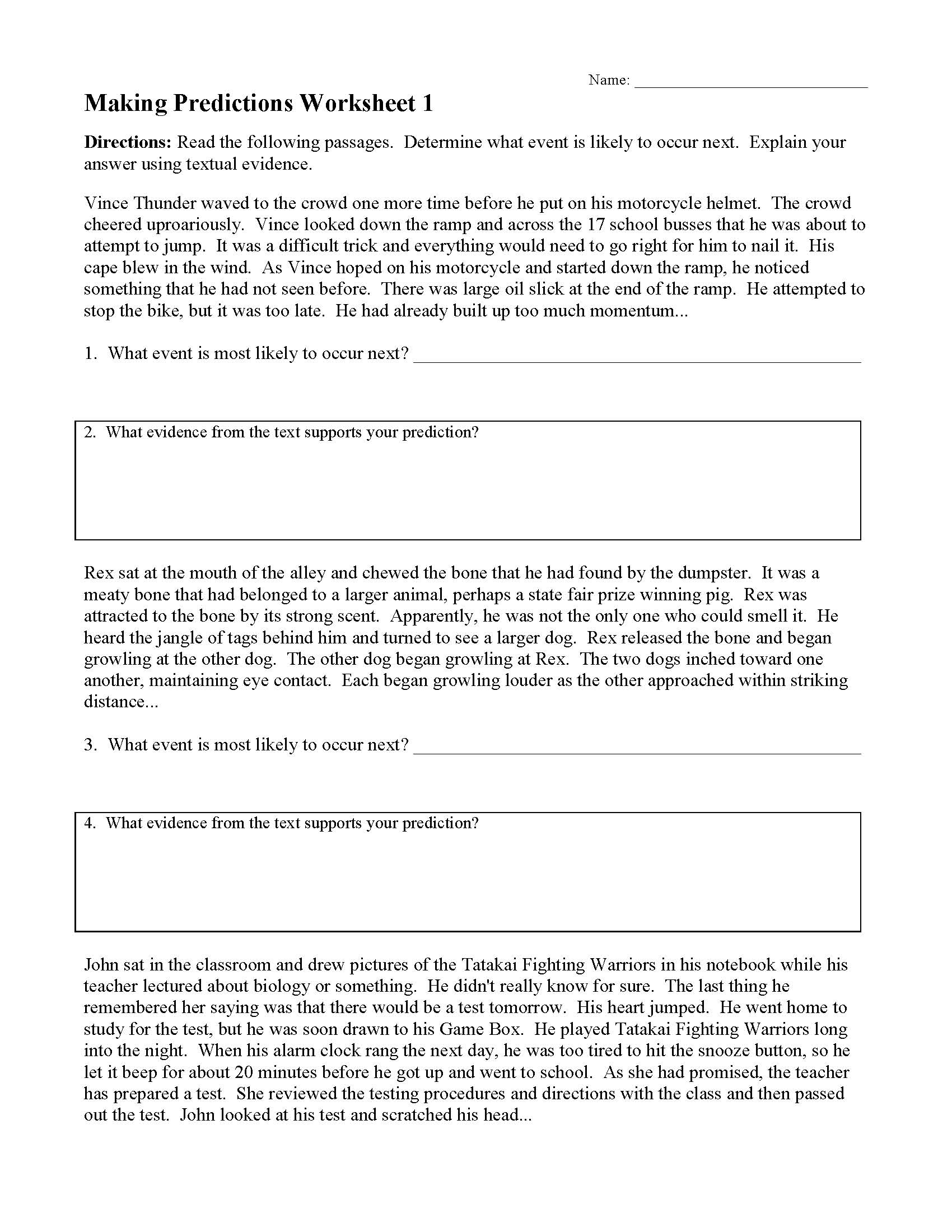 Making Predictions Worksheet 1 | Reading Activity - Worksheets Library