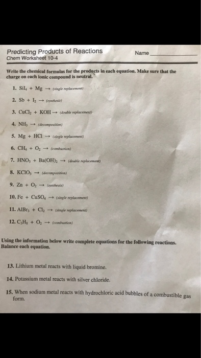 Classifying Chemical Reactions: Analyzing and Predicting Products ...