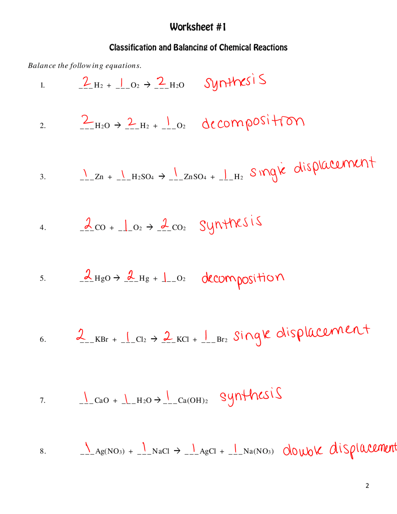 Predicting Products Of Chemical Reactions 1pdf Predicting
