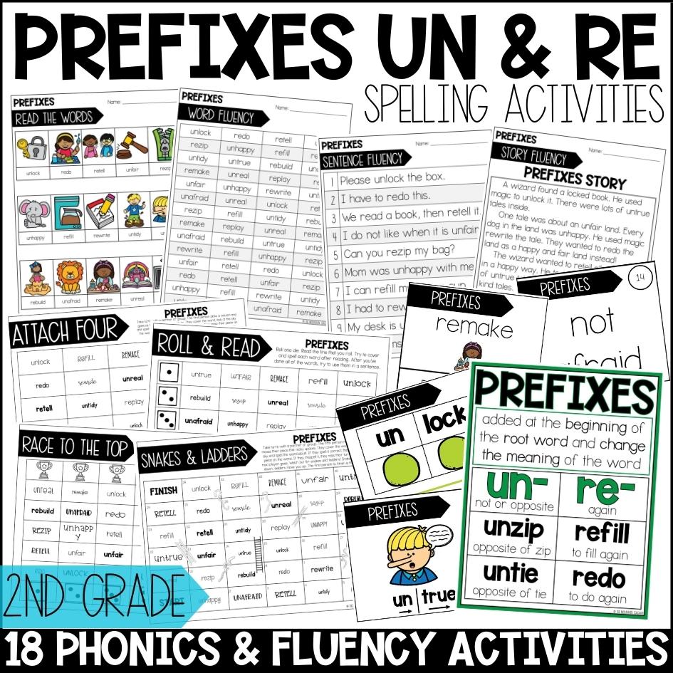Prefixes RE and UN Worksheets, 2nd Grade Spelling Activities ...