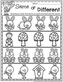 Free preschool same and different page, Download Free preschool same ...