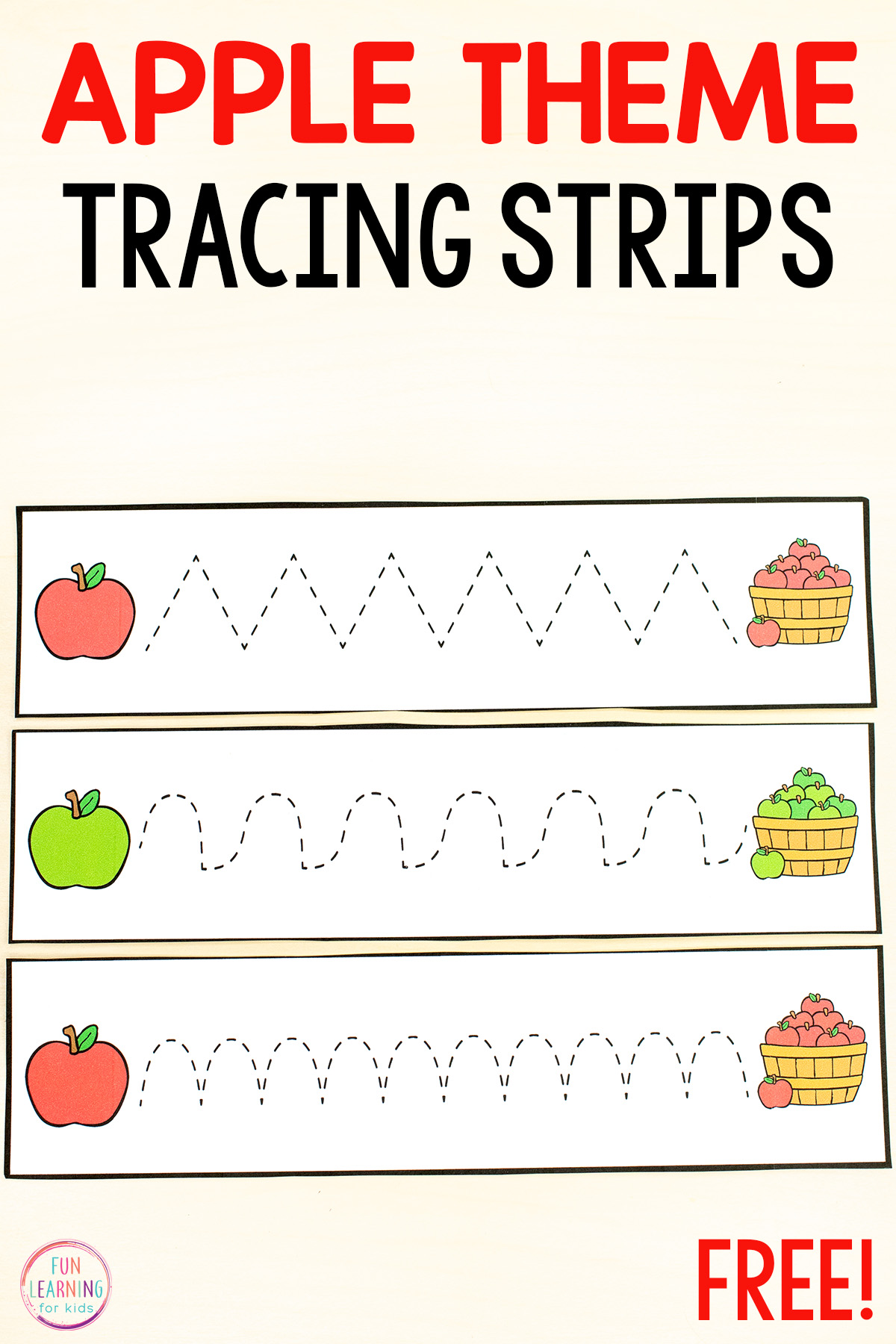 Free Printable Apple Fine Motor Tracing Strips for Pre-Writing ...