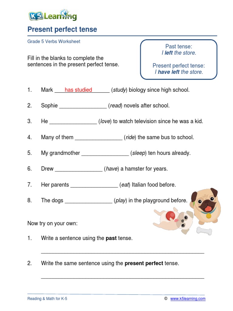 Grade 5 Present Perfect Tense | PDF - Worksheets Library