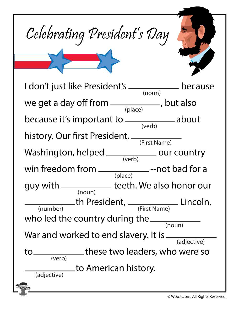 Free Presidents Day Writing Printable - kindermomma.com - Worksheets ...