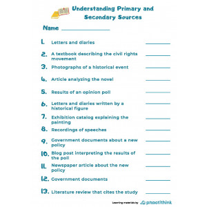 Free primary secondary sources worksheet, Download Free primary ...