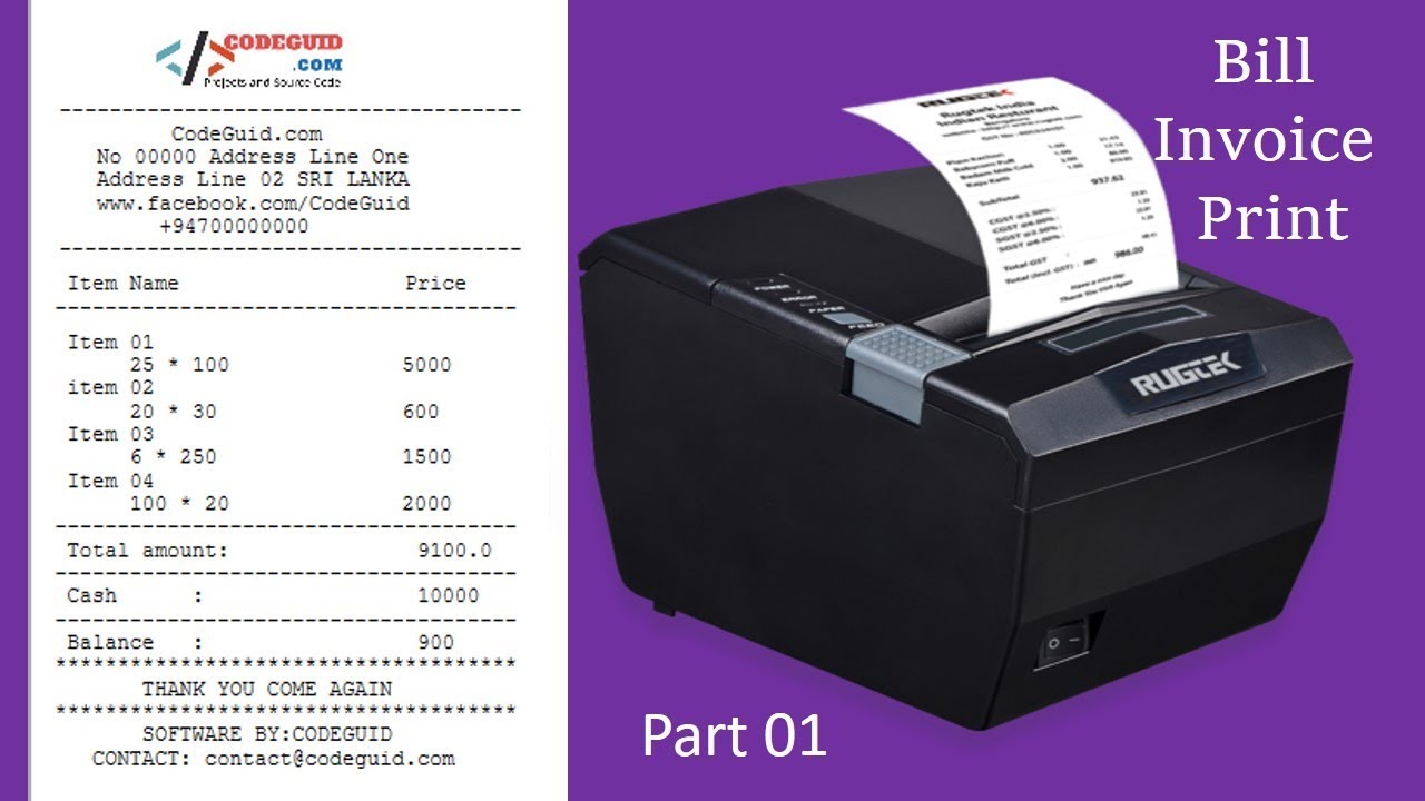 Invoice Bill Receipt Generating And Printing System In Java With