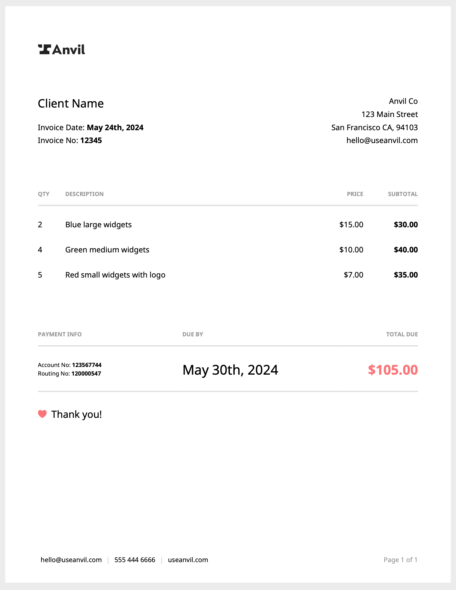 GitHub - anvilco/html-pdf-invoice-template: An HTML invoice ... - Worksheets Library