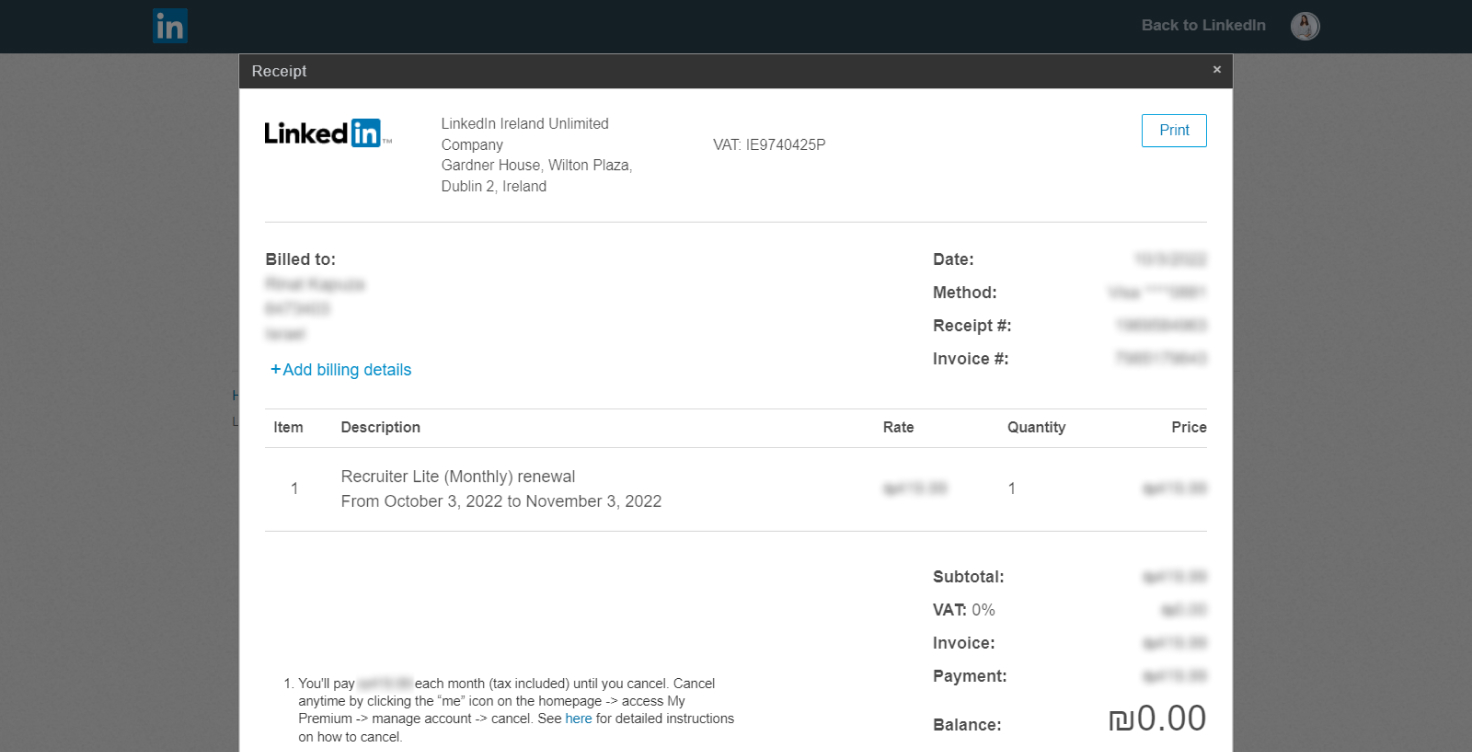 How To Collect Your Linkedin Recruiter Receipts Mesh Payments Worksheets Library