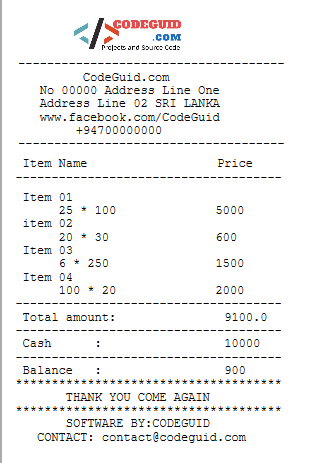 create and print receipt in java NetBeans with source code - Worksheets Library