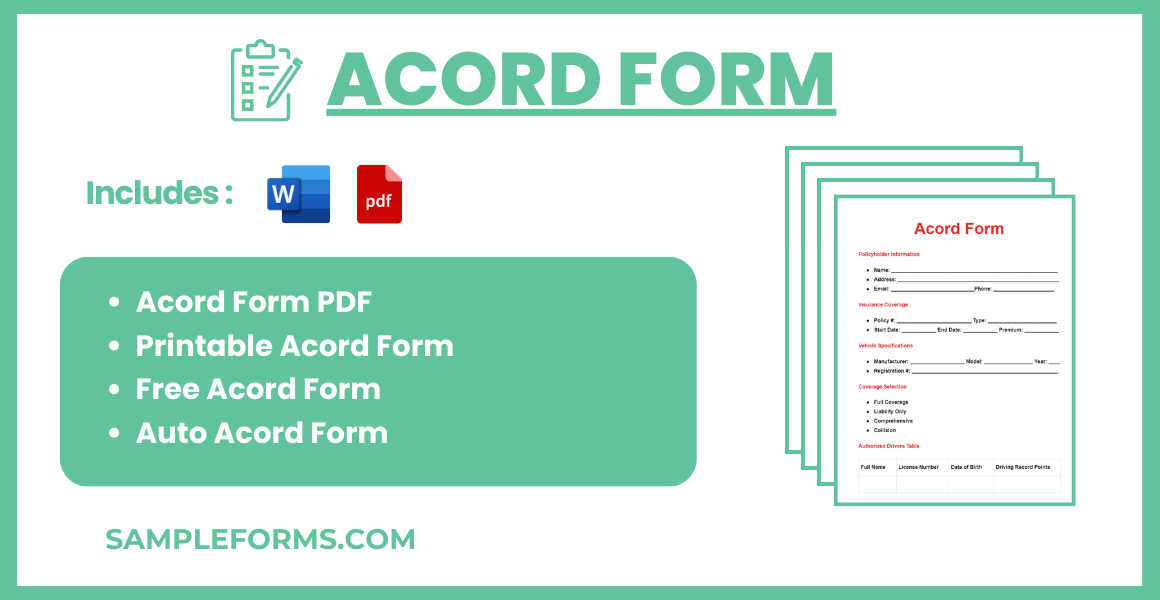 FREE 13+ Acord Form Samples, PDF, MS Word, Google Docs - Worksheets Library