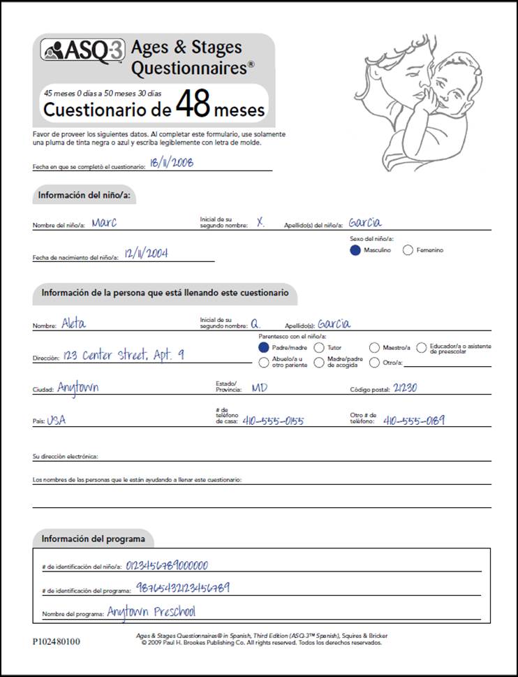 ASQ-3 cuestionario de 48 meses - Ages and Stages - Worksheets Library