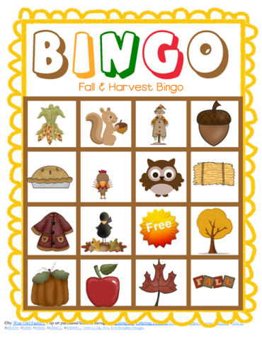Free printable autumn bingo cards, Download Free printable autumn bingo ...